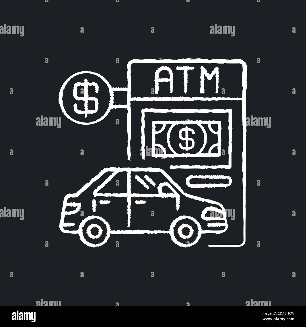 Drive through ATM chalk white icon on black background Stock Vector ...