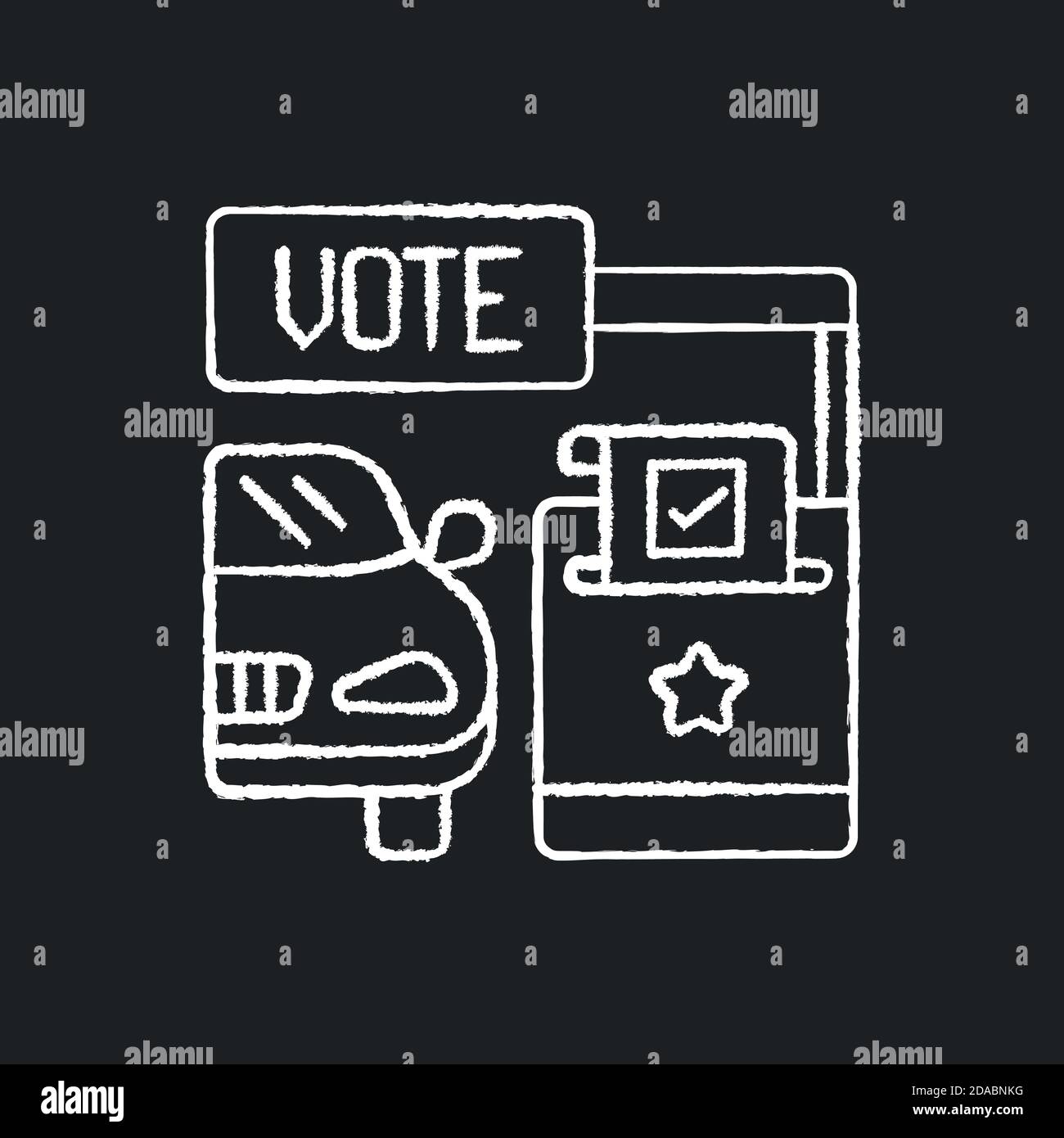 Drive through voting booth chalk white icon on black background Stock ...
