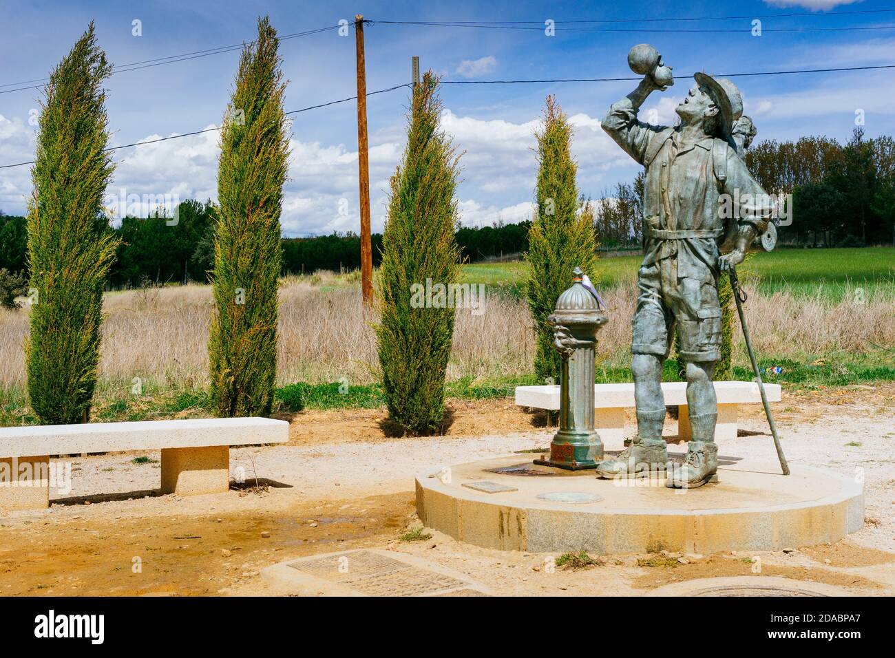 Bronze sculpture honors the pilgrim upon arrival in San Justo de la ...