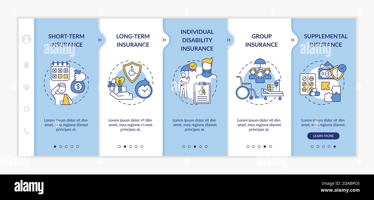 Disability insurance types onboarding vector template Stock Vector ...