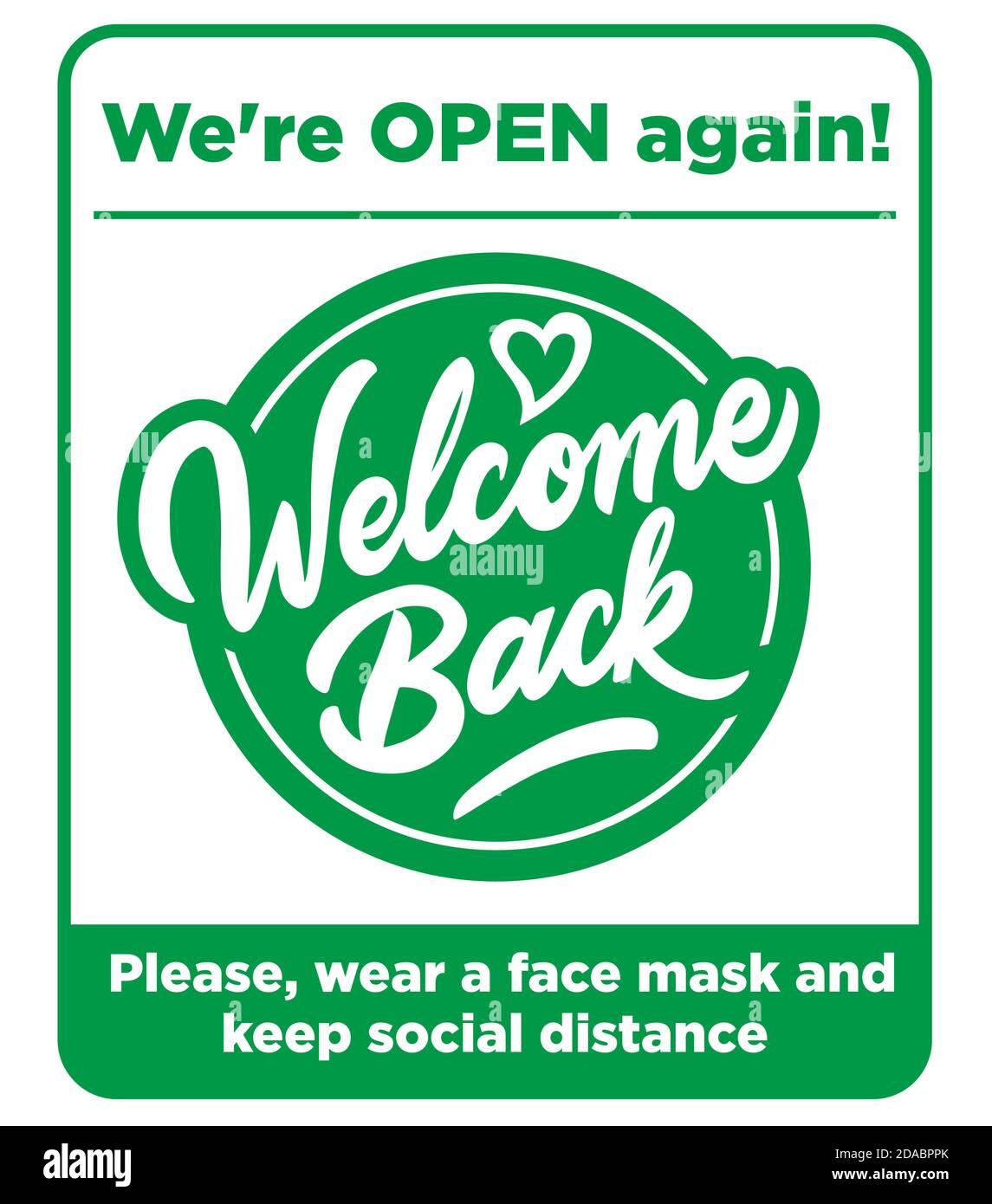 Open sign on the front door - welcome back! We are working again. Keep ...