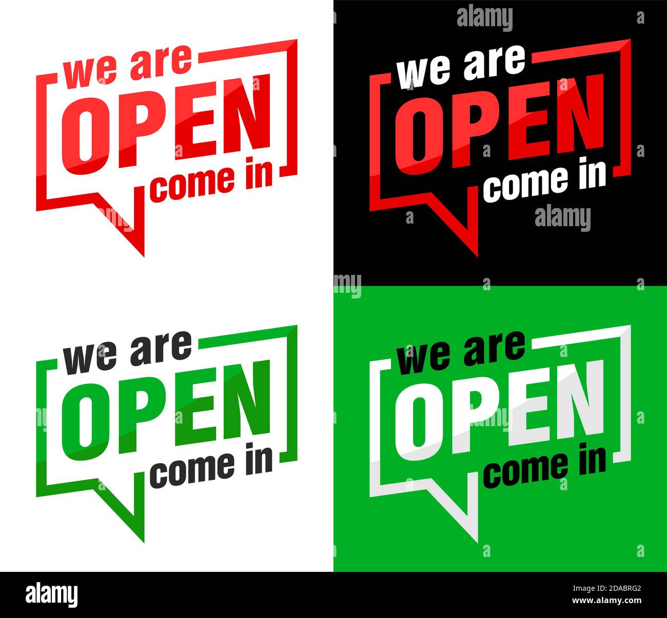 We are open stickers icon set. Invitation come in on transparent ...