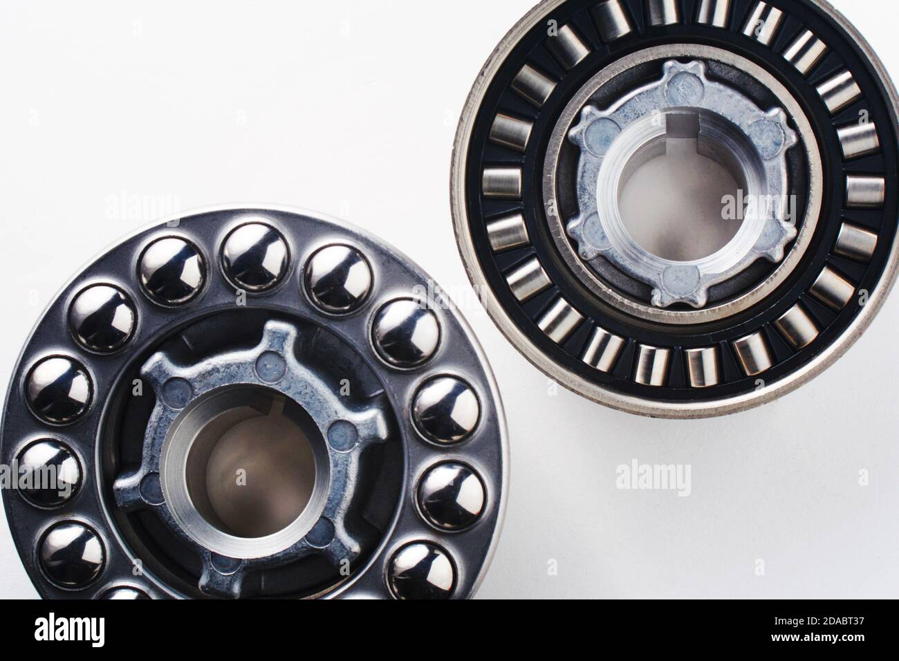 Metal thrust bearing. Ball and Roller bearing isolated on white ...