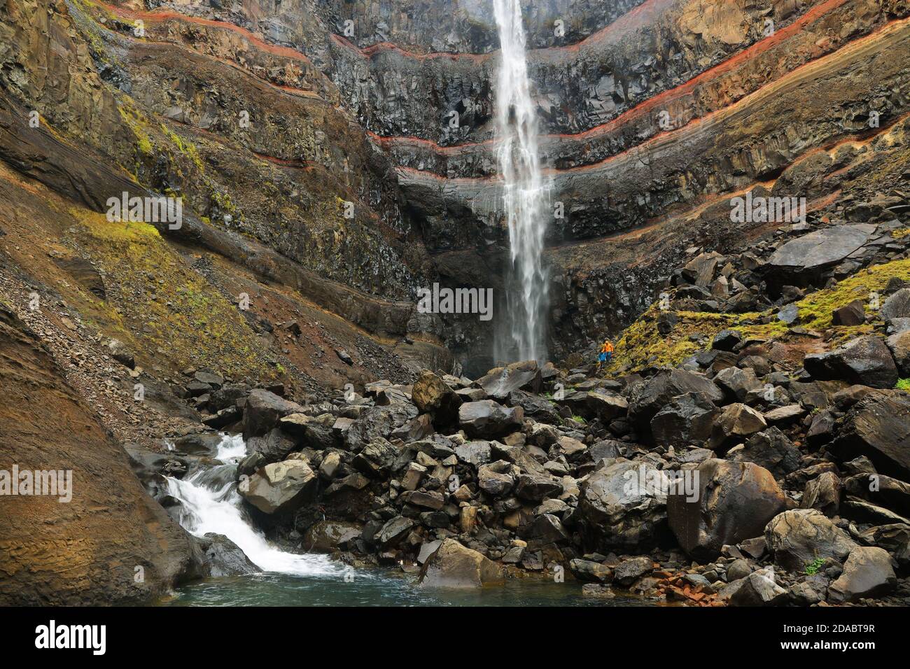 Hengifoss Canyon with the Hengifoss Waterfall, the third highest ...