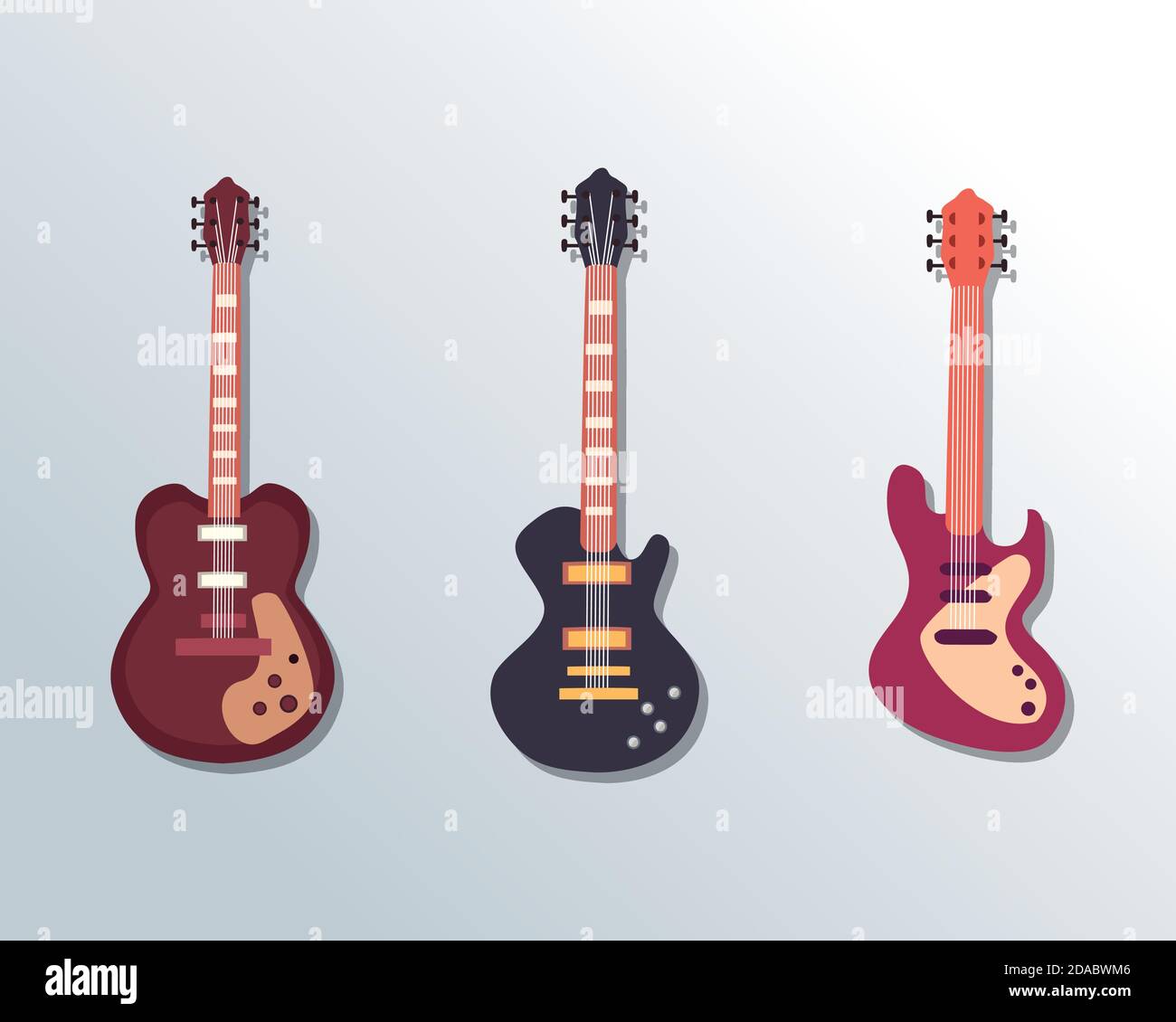 guitars instruments flat style symbol set design, Music sound melody ...