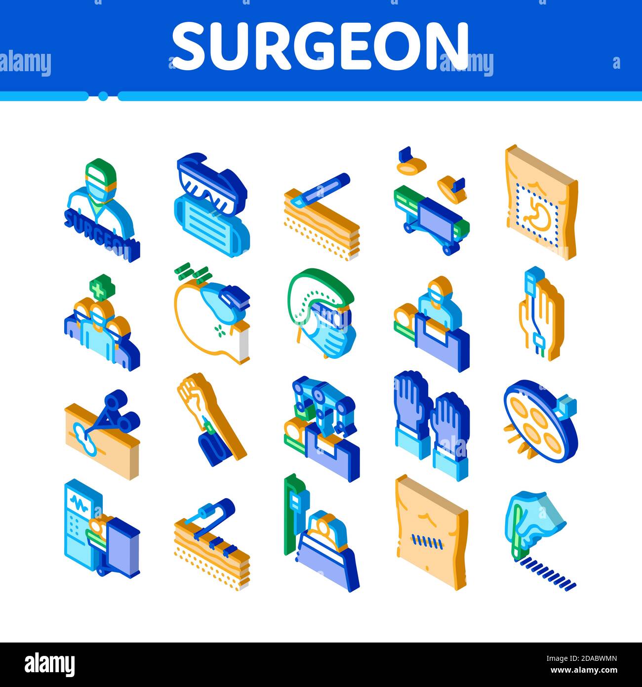 Surgeon Medical Doctor Isometric Icons Set Vector Stock Vector Image ...