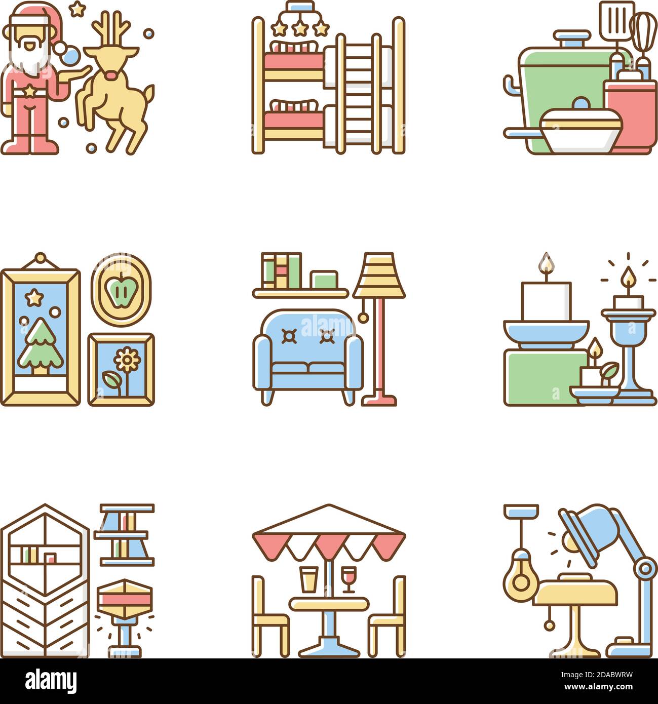 Interior decoration RGB color icons set Stock Vector Image & Art - Alamy