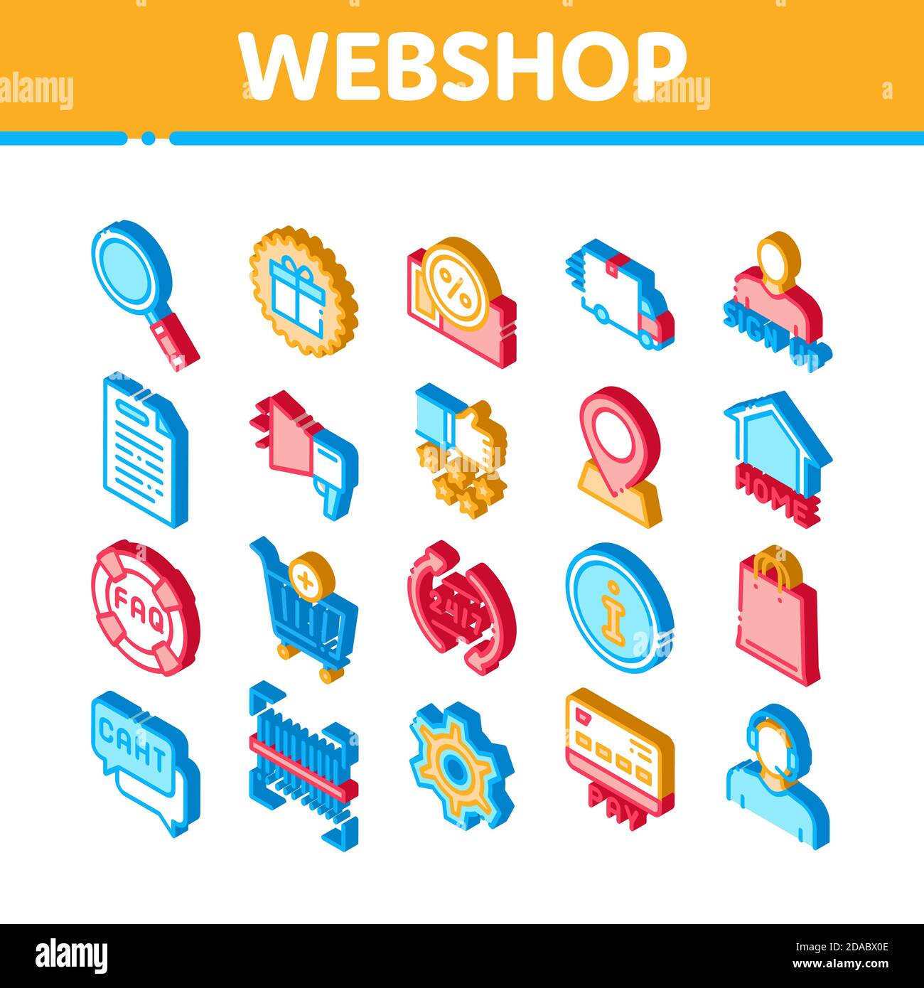 Webshop Internet Store Isometric Icons Set Vector Stock Vector Image ...