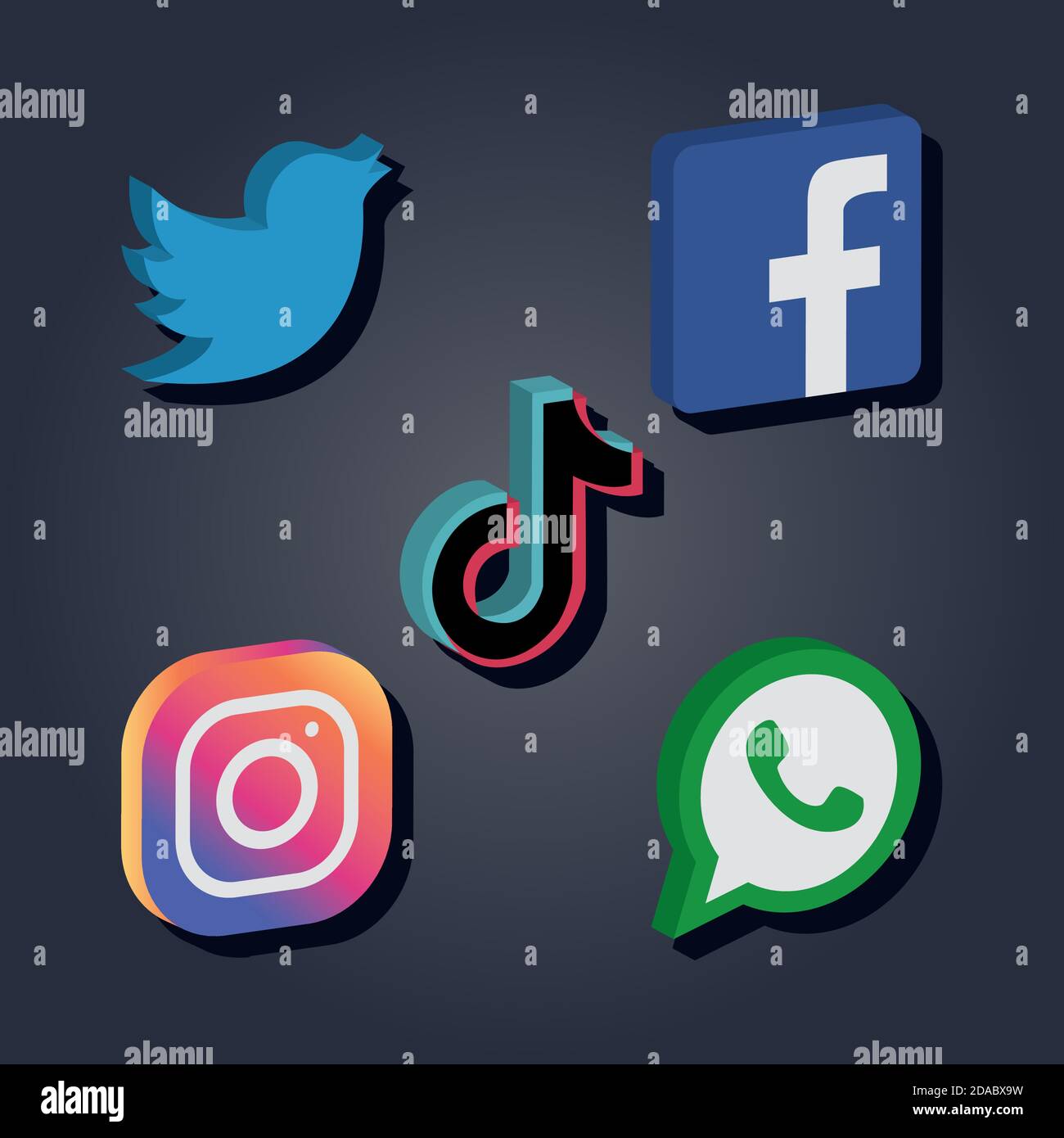 tik tok and social media networks icon set over black background ...