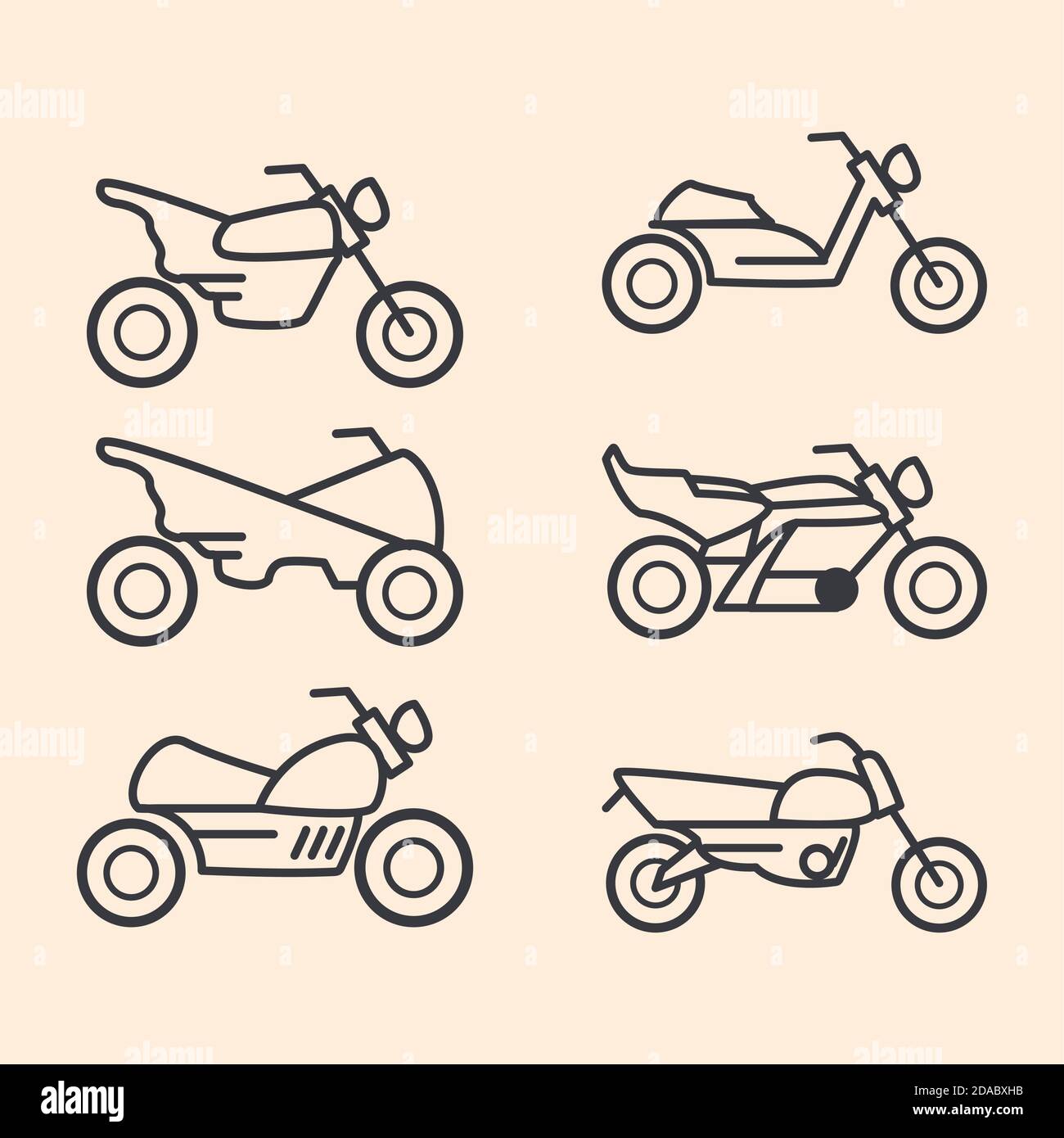 motorcycles icons transport, line style, set icons vector illustration ...