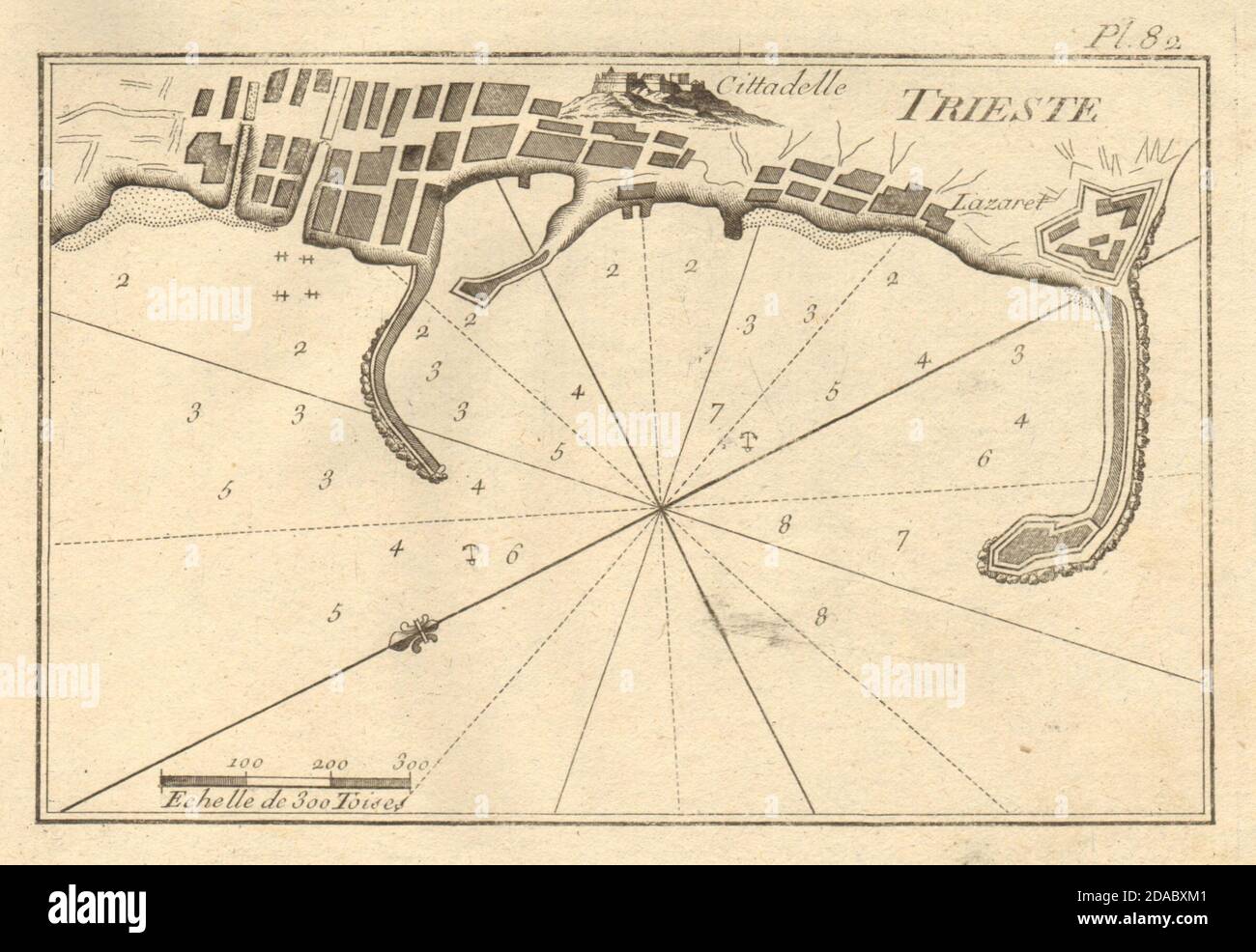 Plan of the port of Trieste. Italy. ROUX 1804 old antique map chart ...