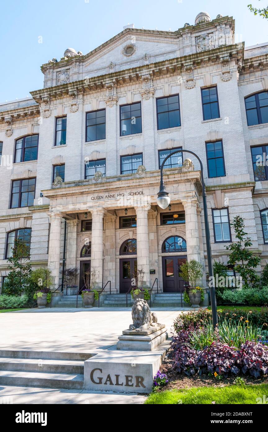 Entrance to Queen Anne High School in Queen Anne, Seattle, Washington ...
