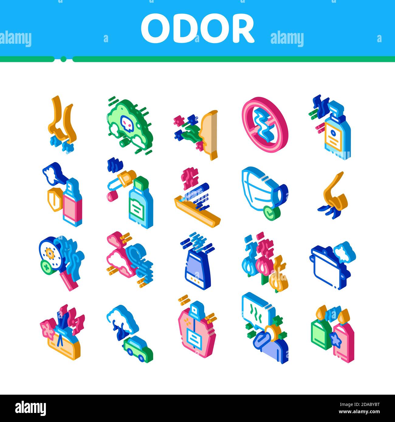 Odor Aroma And Smell Isometric Icons Set Vector Stock Vector Image ...