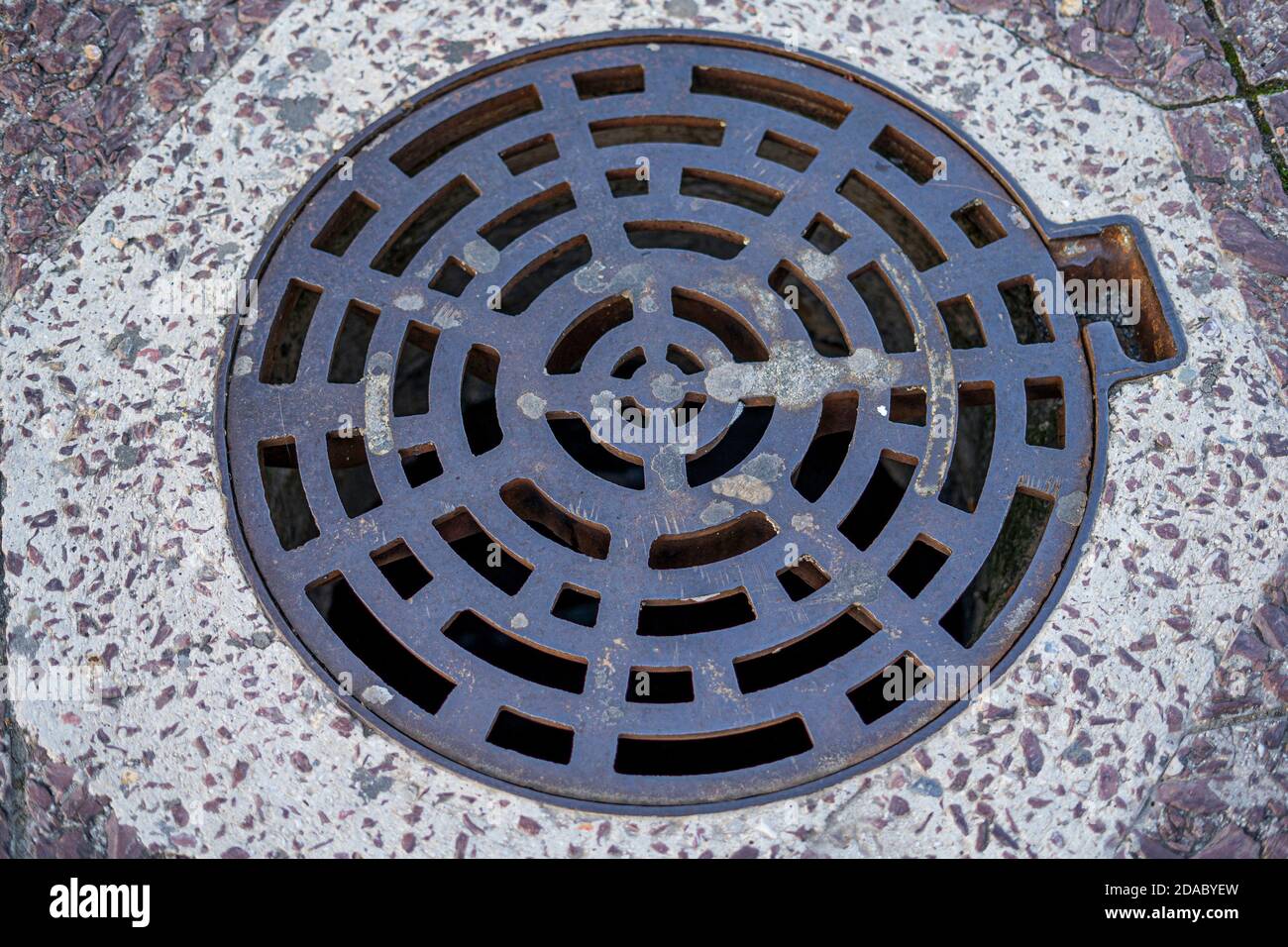 Abstract circle iron metal drain lid or round manhole drain cover ...