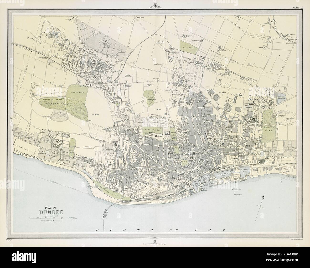 Dundee vintage town city map hi-res stock photography and images - Alamy