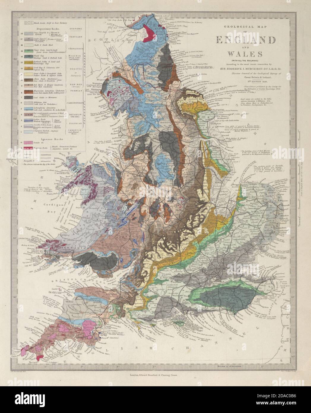 ENGLAND & WALES Geological Map. Original colour. Depositary rocks. SDUK ...