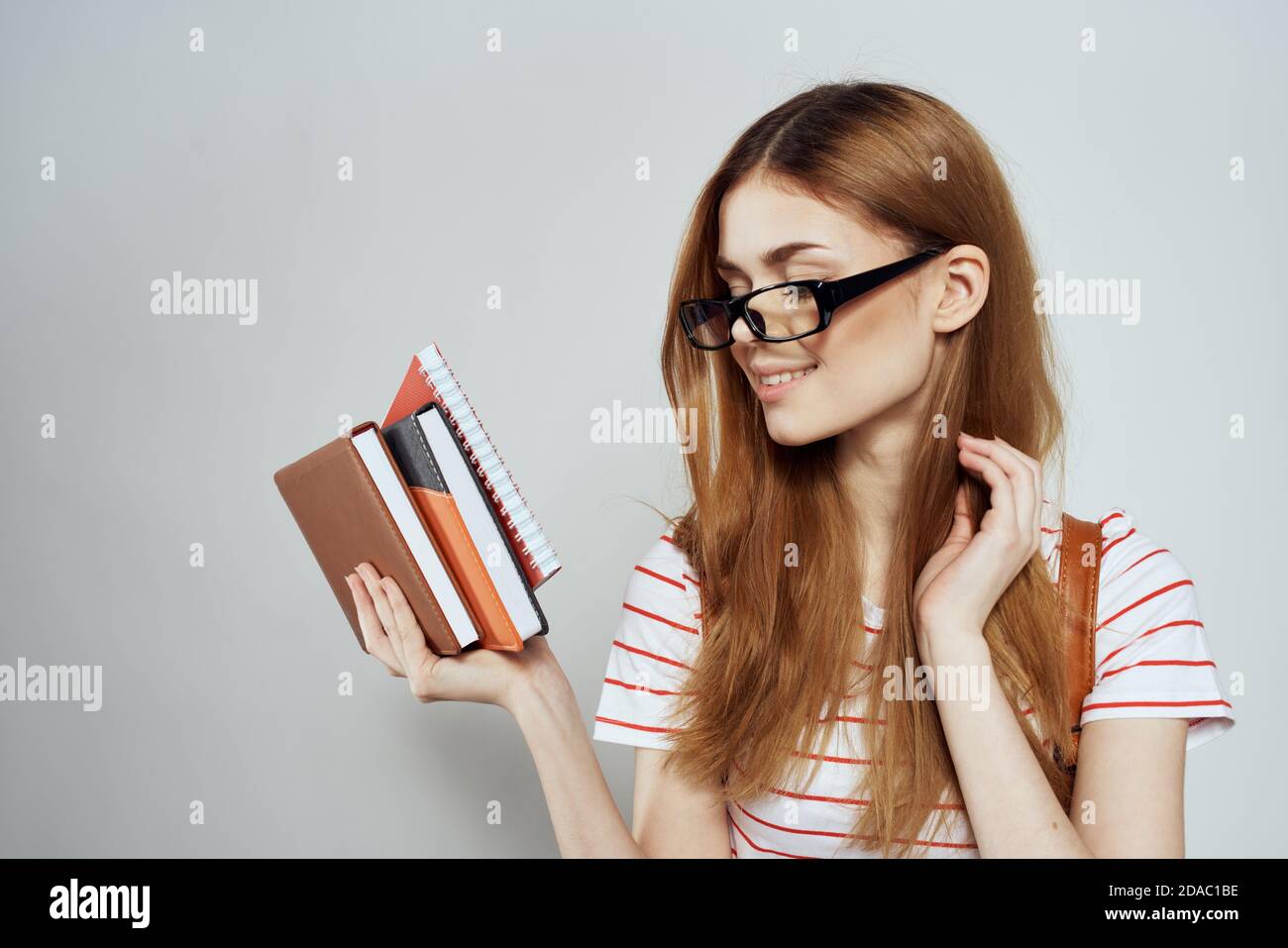 smart girl university education notepads science glasses female student ...