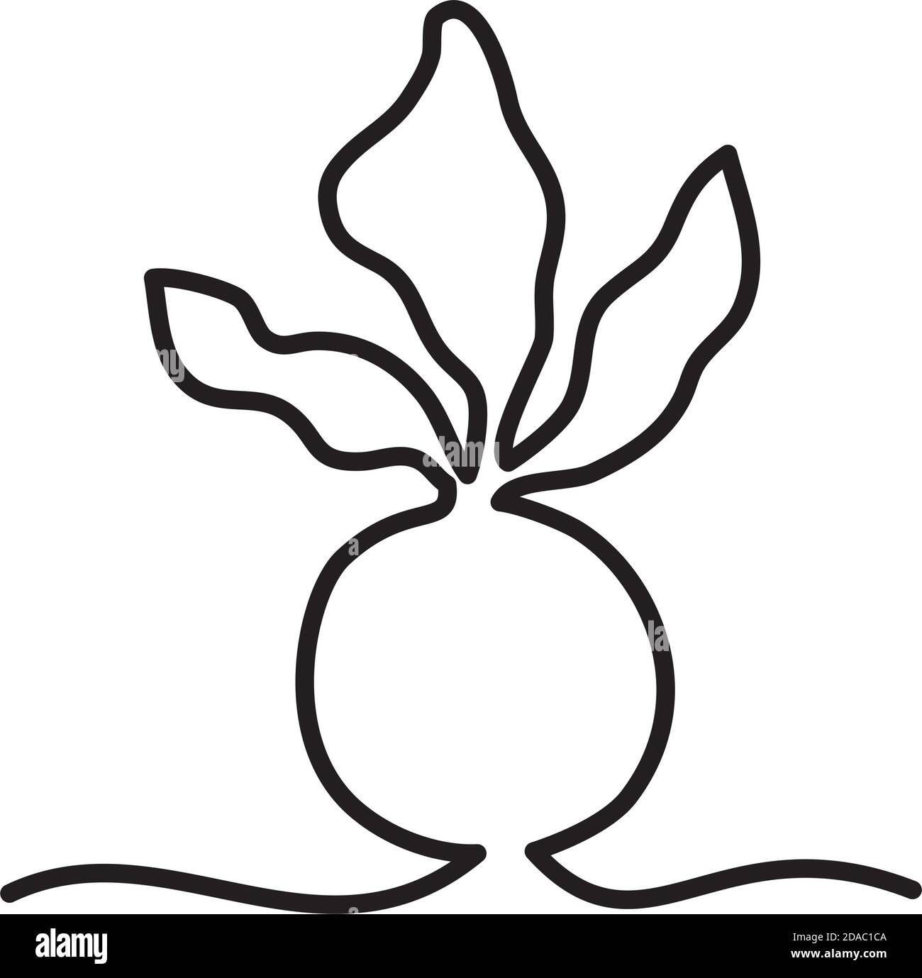 one line design of radish icon over white background, line style ...