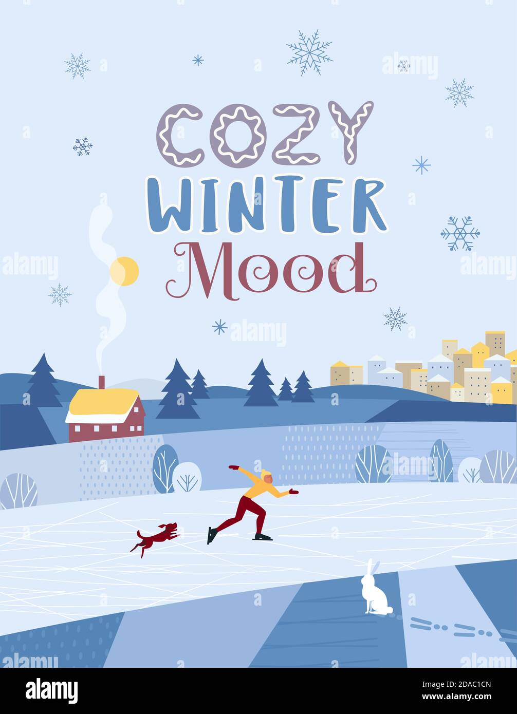 Rural landscape in winter Stock Vector Image & Art - Alamy