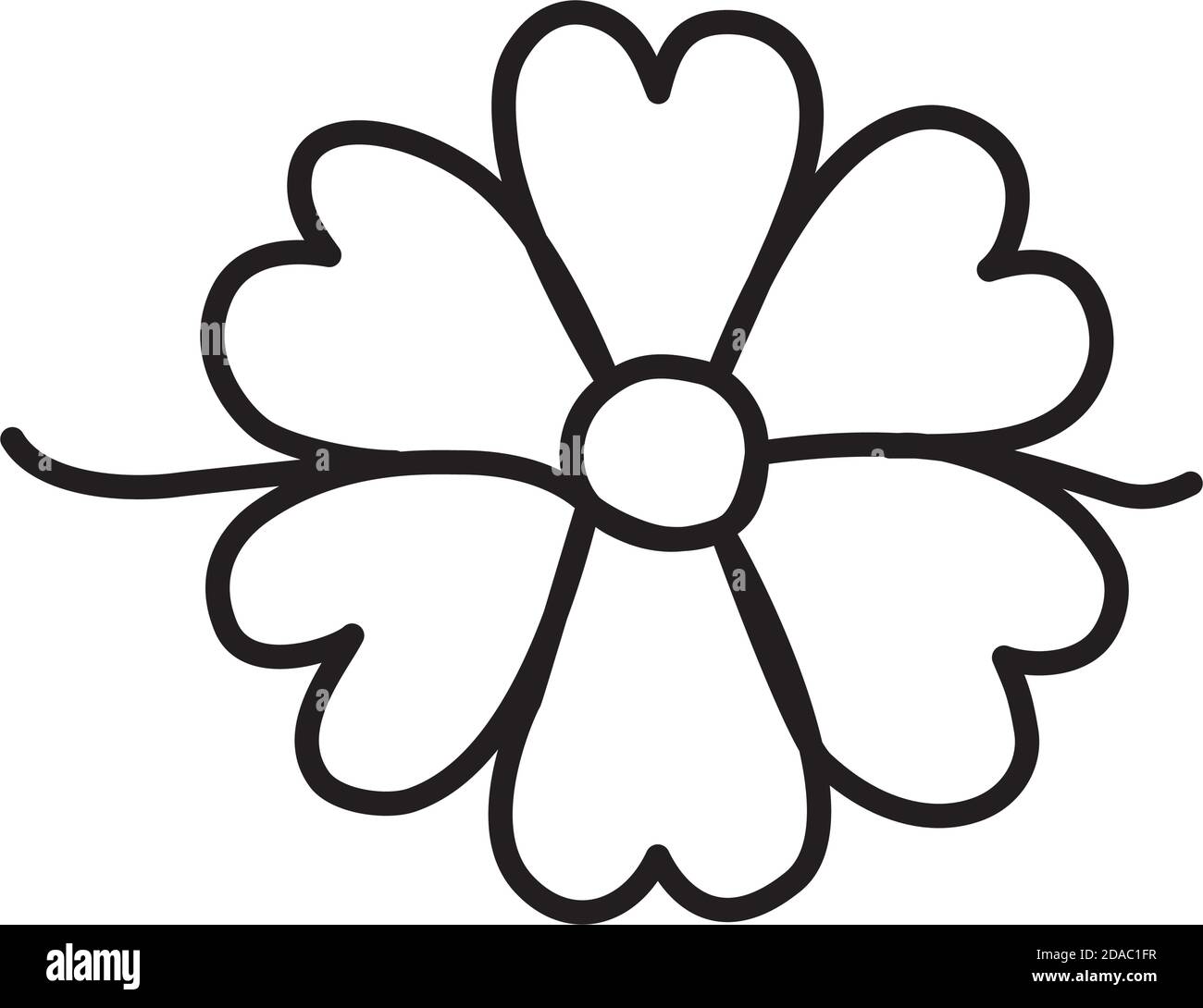 one line design of flower icon over white background, line style ...