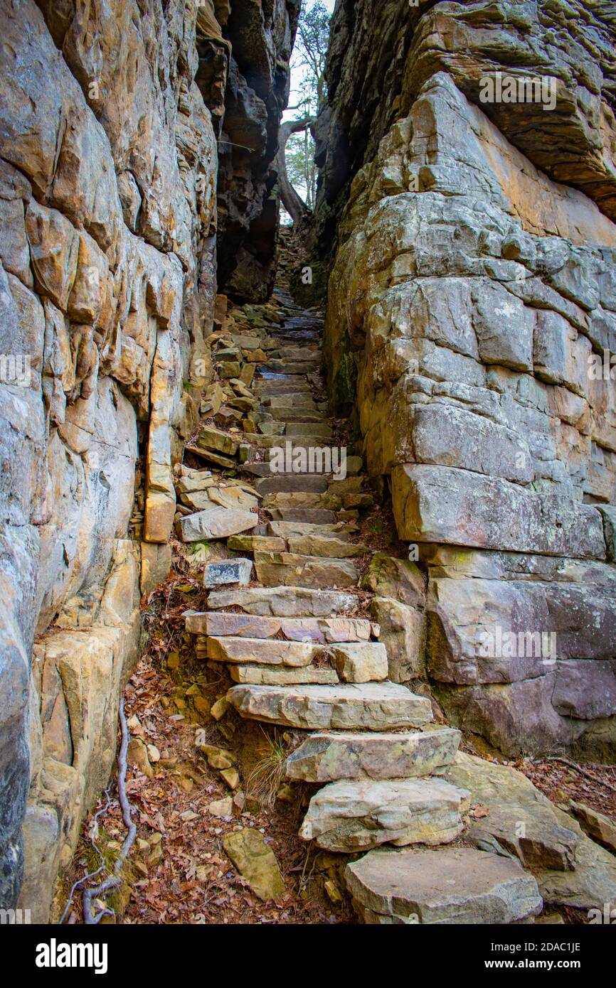 Rock staircase at Stone Door State Park Stock Photo - Alamy