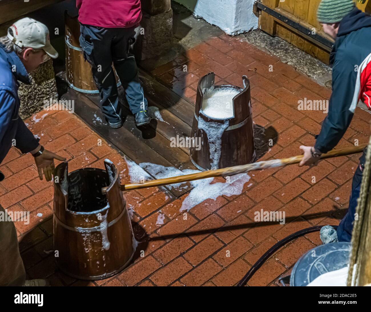 Traditional Zoigl Brewery. The Zoigl original wort is lively filled ...