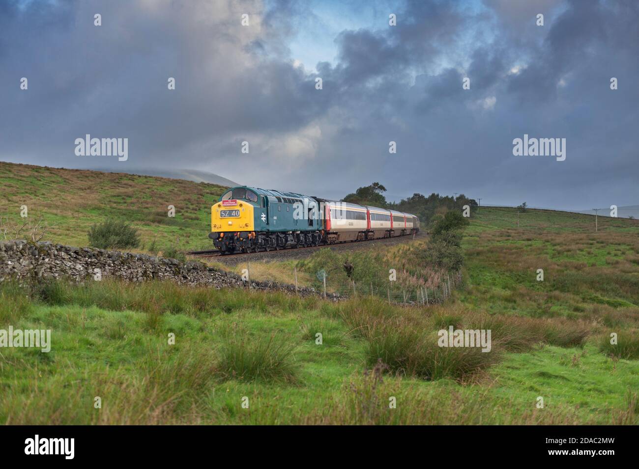 Preserved class 40 diesel locomotive 40145 passing Horton in ...