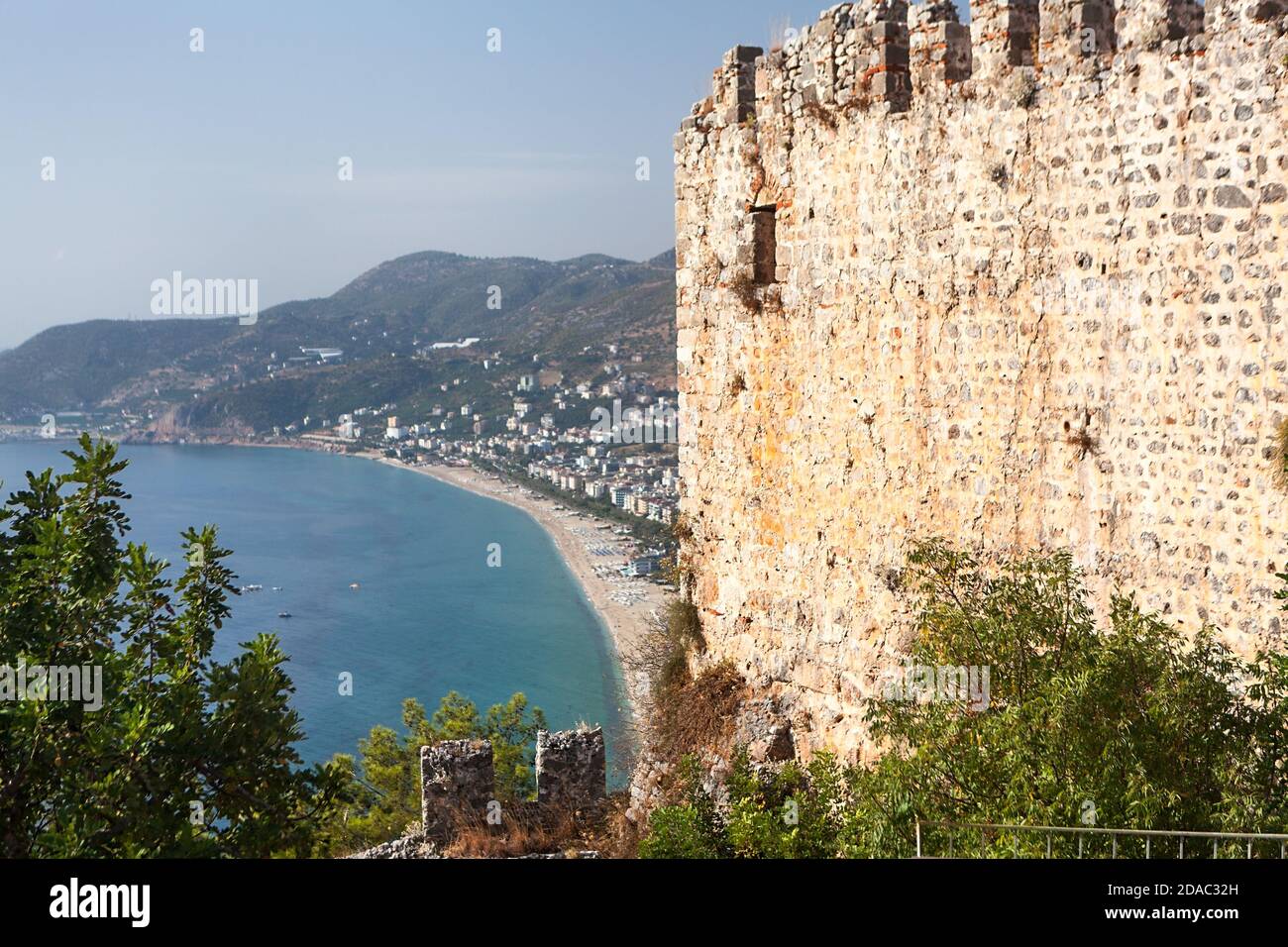 View from the walls of the castle of Alanya (Alanya Kalesi) above the ...