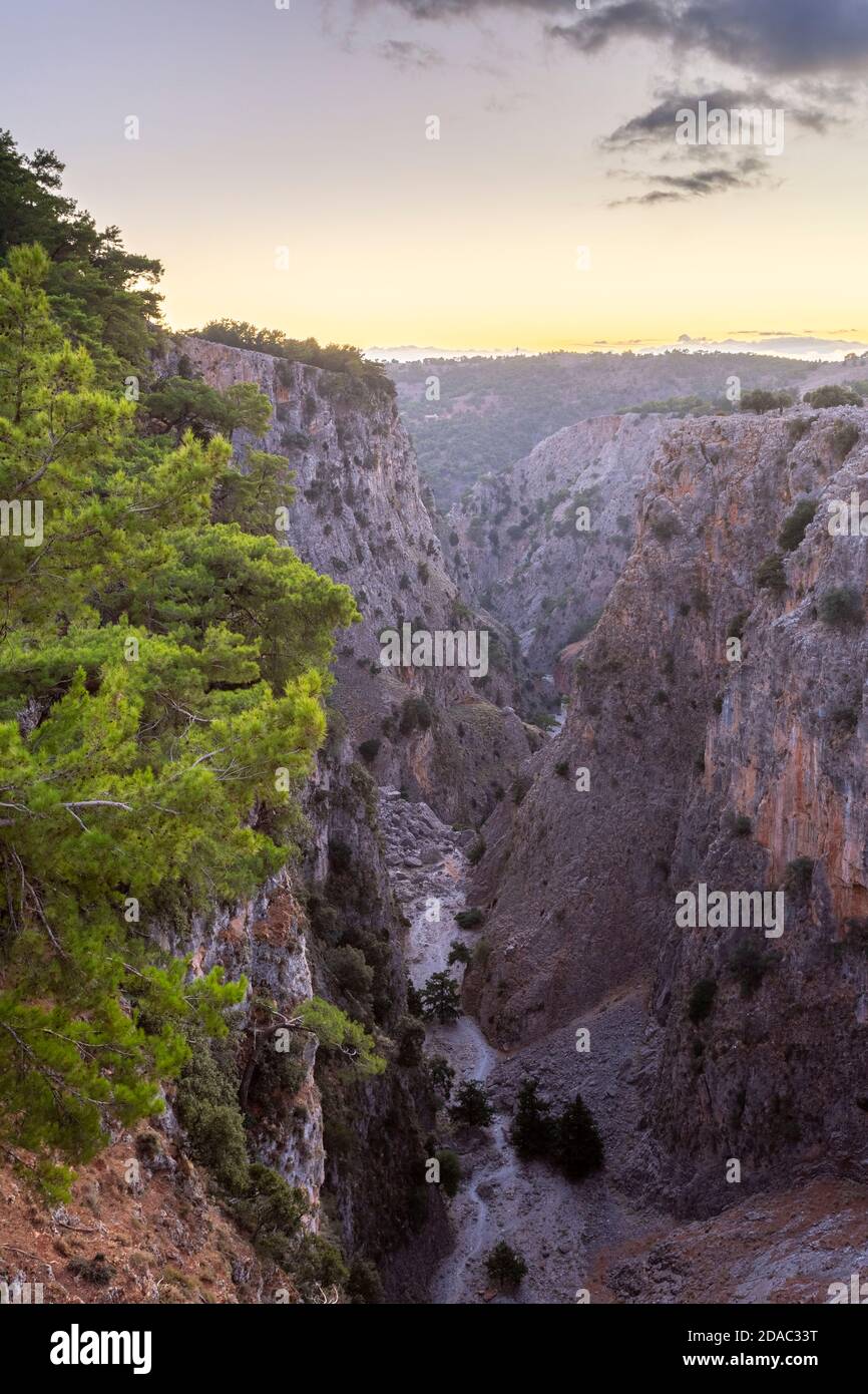 Sunset view through Aradena Gorge, Hora Sfakion, Crete Stock Photo - Alamy