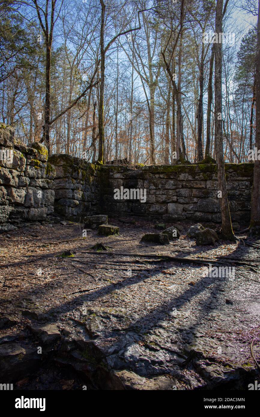 Remains of a fortress at Old Stone Fort State Archaeological Park ...