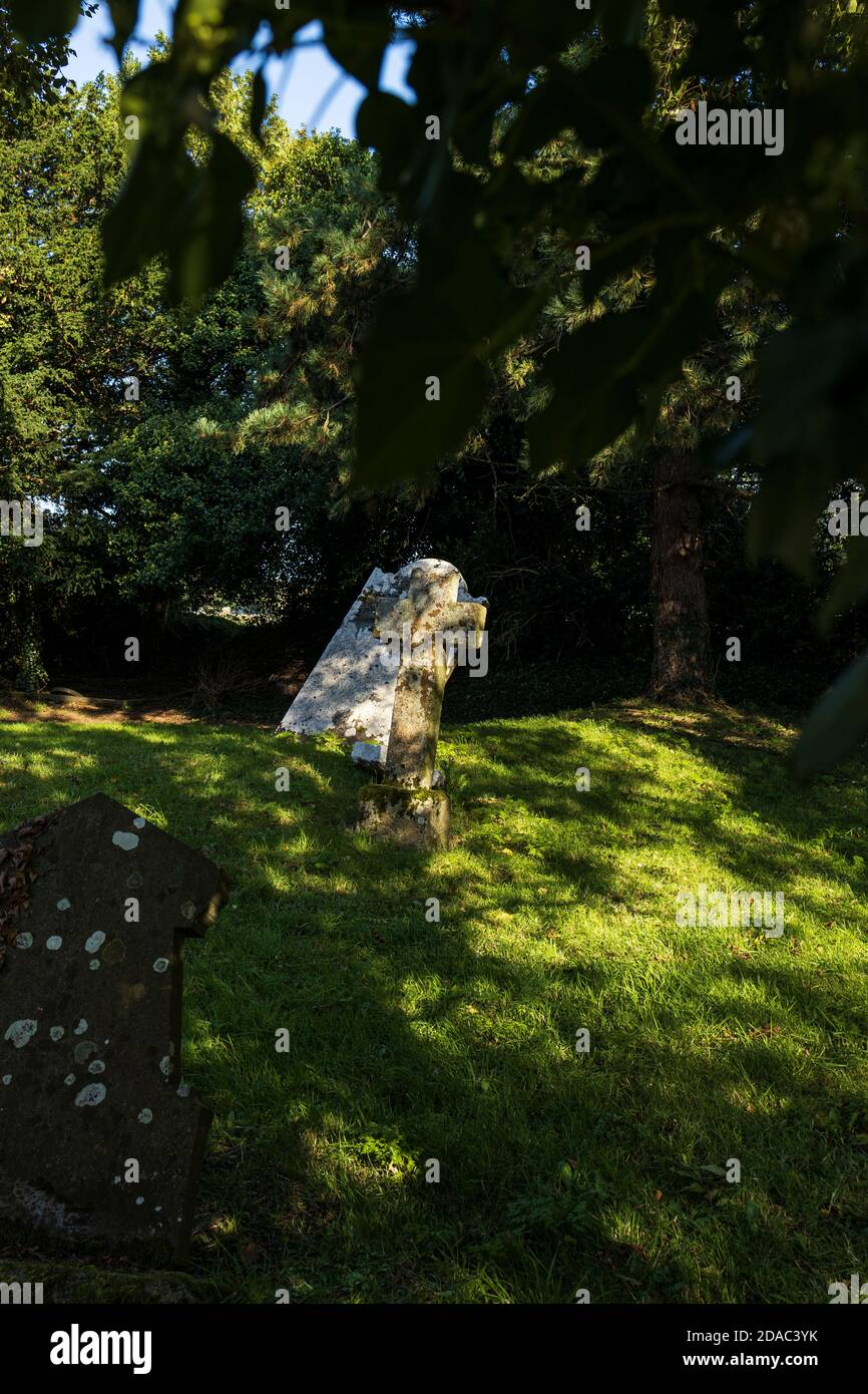 Gravestones in the Medieval church and graveyard established by the ...