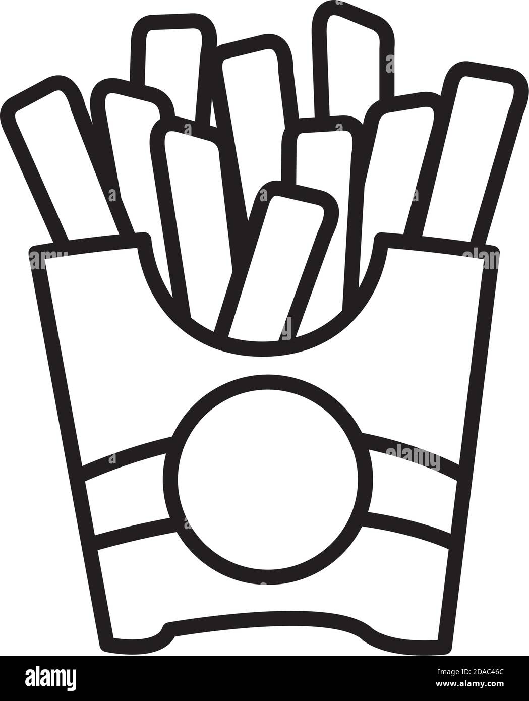 french fries icon over white background, line style, vector ...