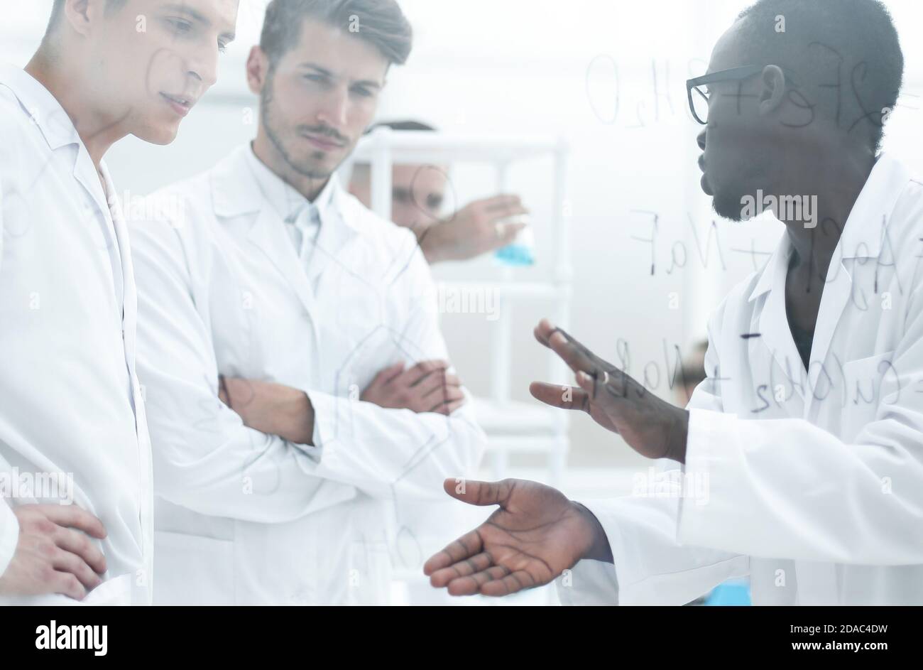 background image is a group of scientists microbiologists Stock Photo ...