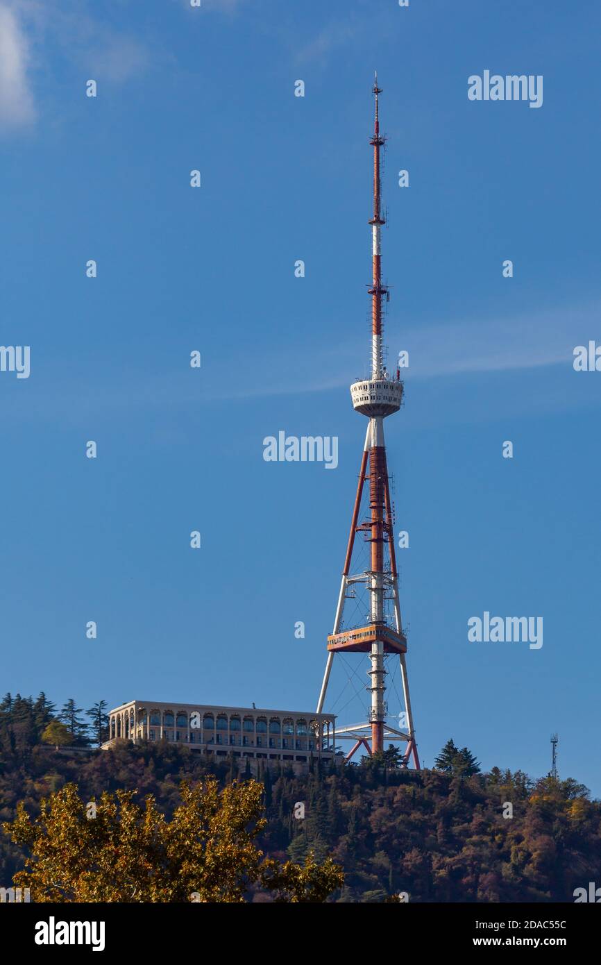 Tbilisi TV tower on Mount Mtatsminda - Georgia Stock Photo - Alamy
