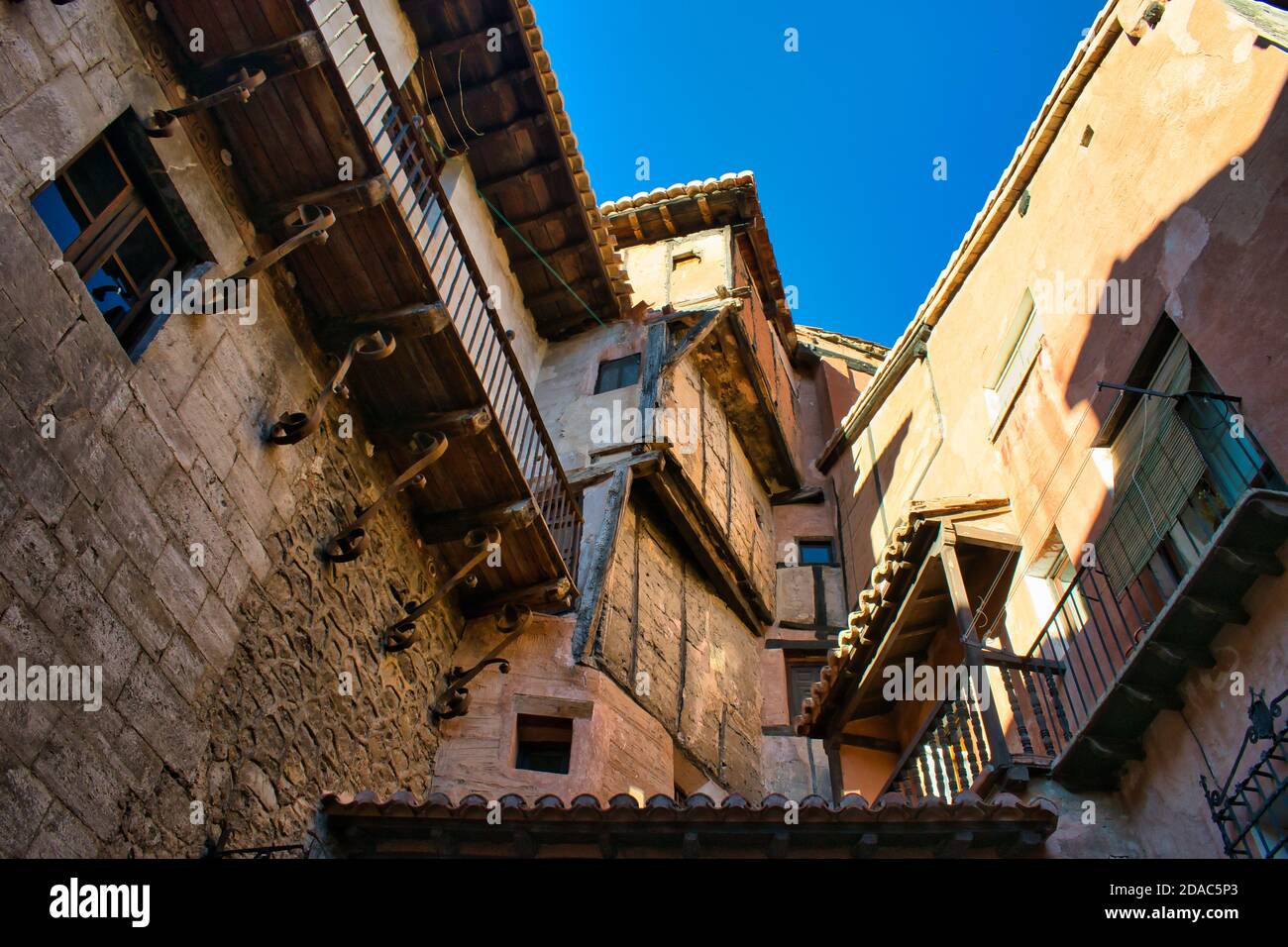 Traditional medieval architecture in the corner of the Albarracin fan ...