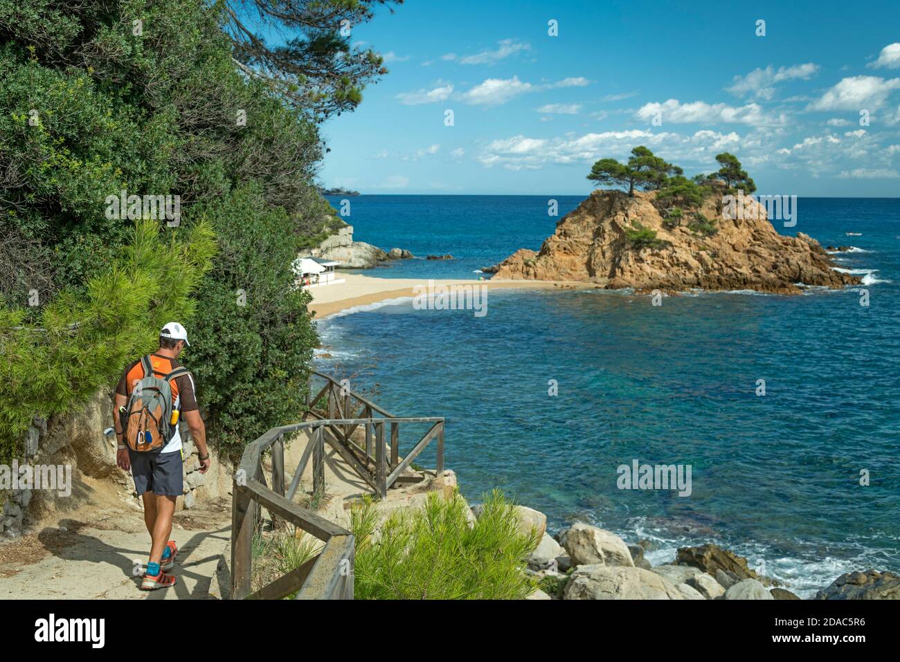 SINGLE HIKER WALKING CAMI DE RONDA PATH CALA CAP ROIG PLATJA D’ARO ...