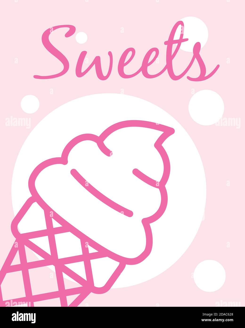 sweets design with ice cream icon over pink background, line style ...