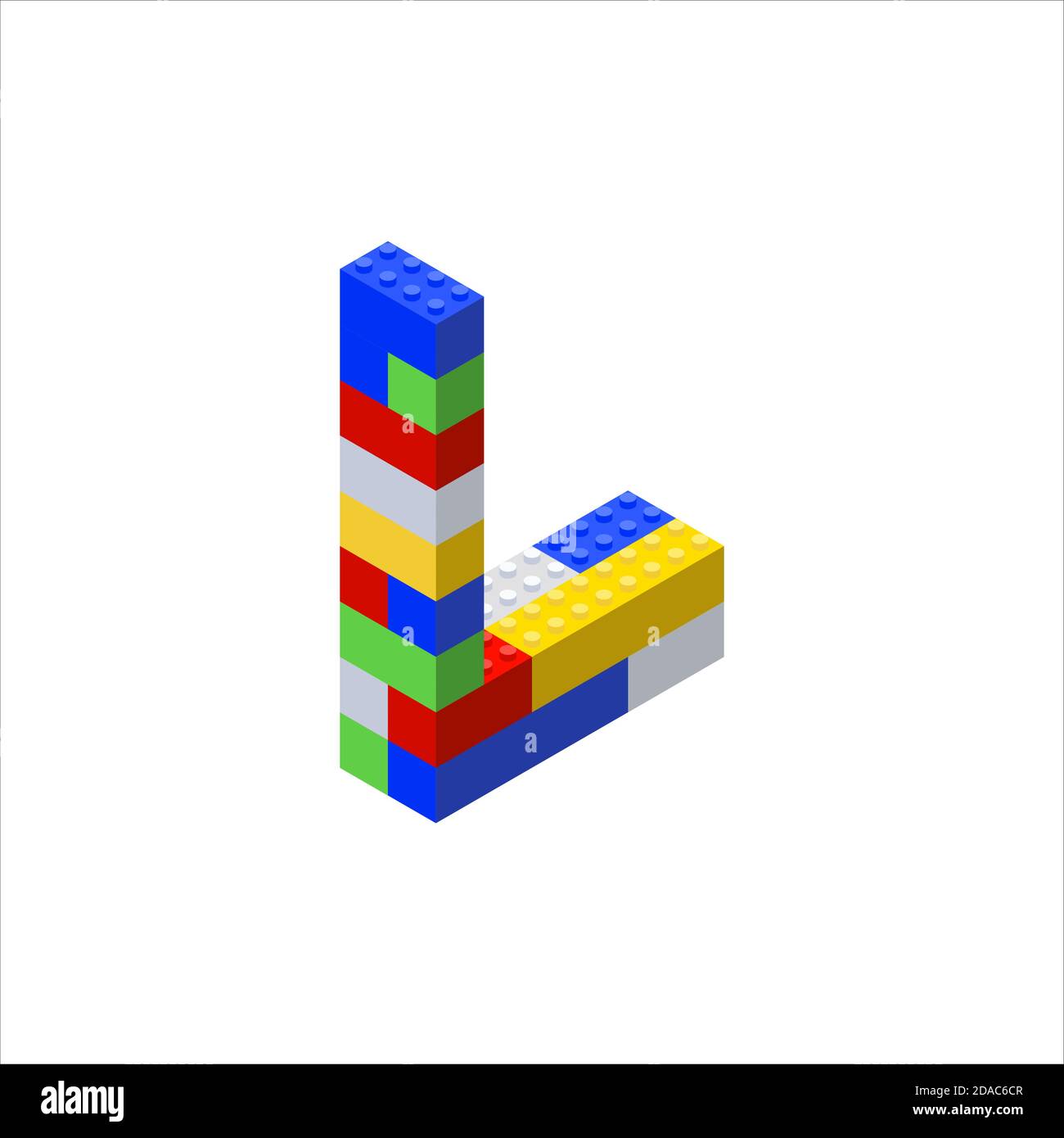 Isometric font made from color plastic blocks. The childrens designer ...