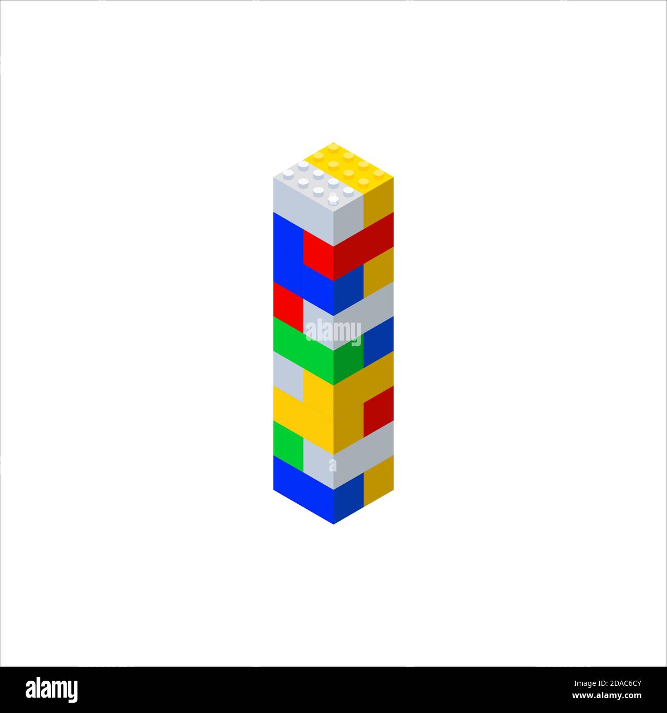 Isometric font made from color plastic blocks. The childrens designer ...