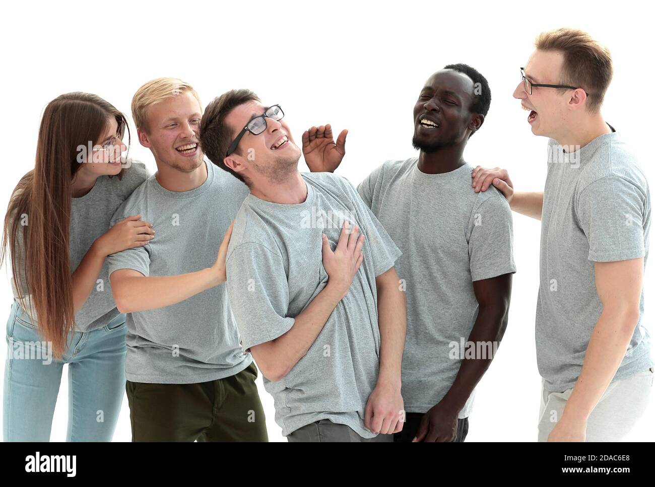 group of diverse friendly young people . isolated on white Stock Photo ...