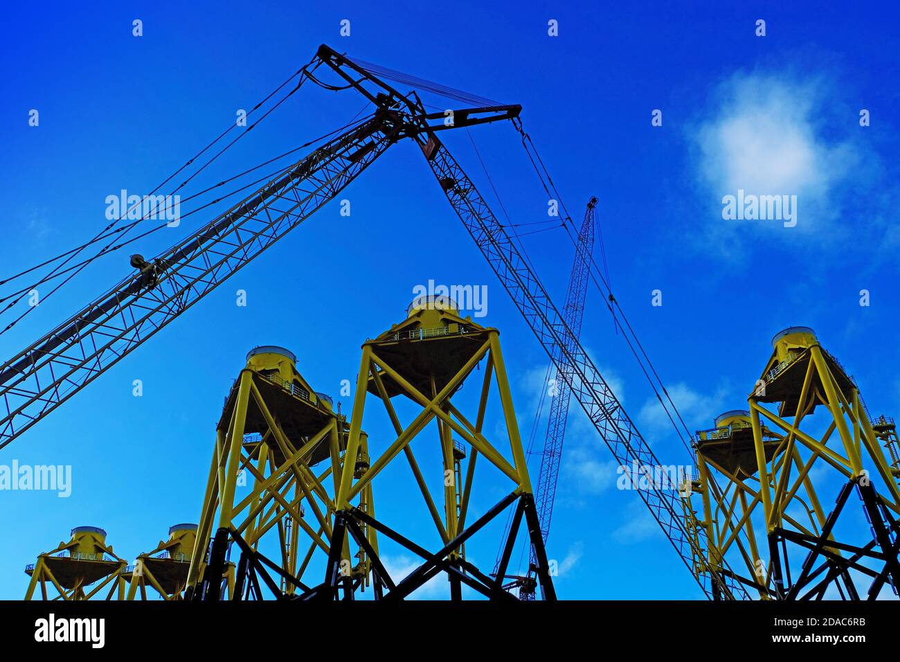 Wind turbine fabrication and cranes at Smulders Howdon on Tyne yard ...