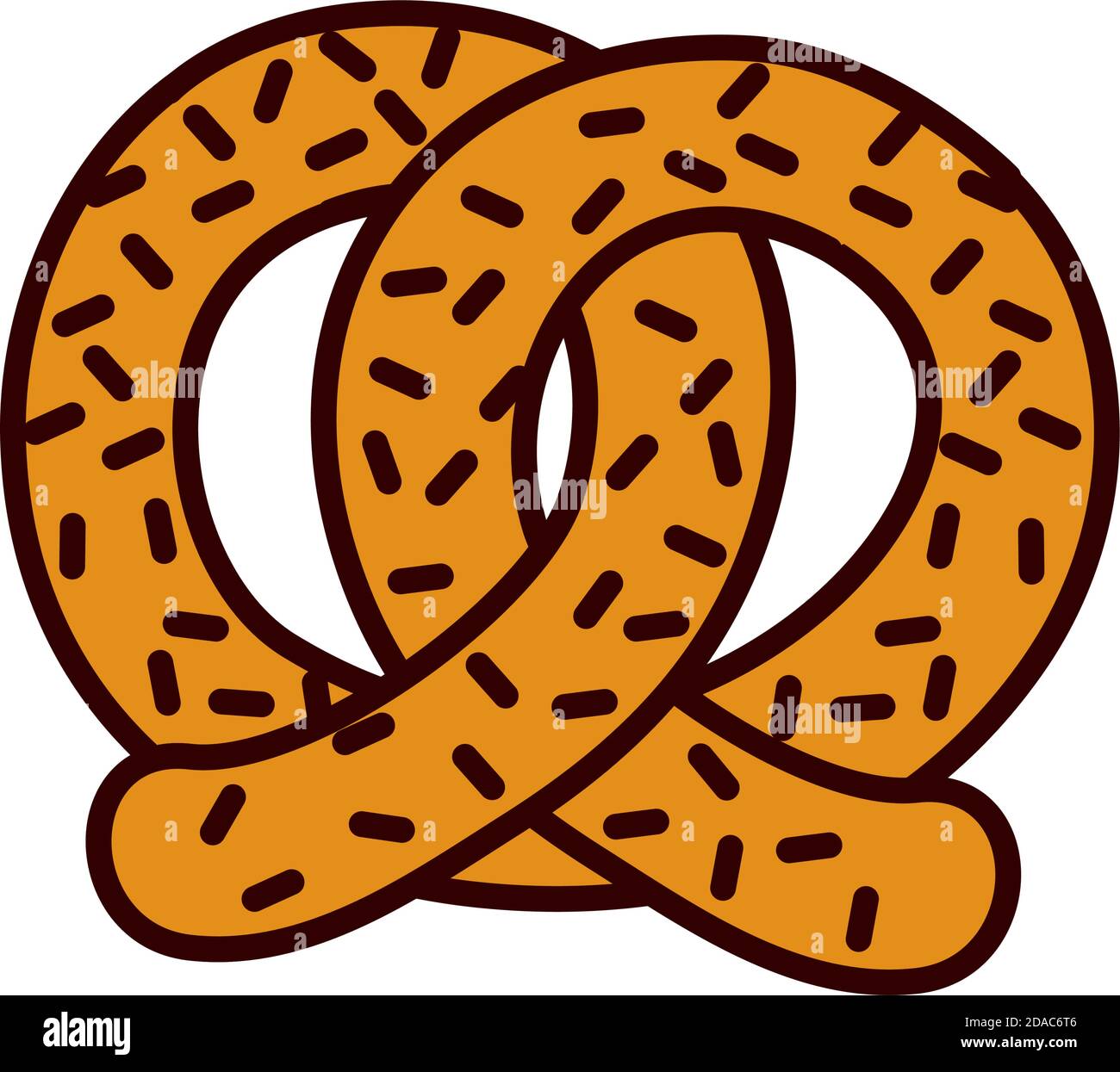 pretzel icon over white background, line and fill style, vector ...