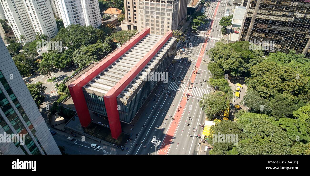 Sao Paulo, Brazil - April 2019: MASP (Sao Paulo Museum of Art). Aerial ...