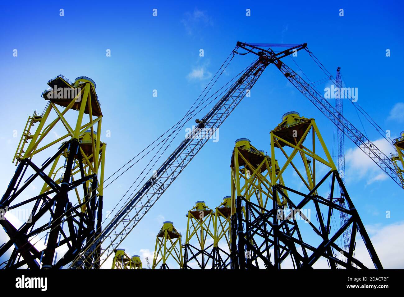 Wind turbine fabrication and cranes at Smulders Howdon on Tyne yard ...