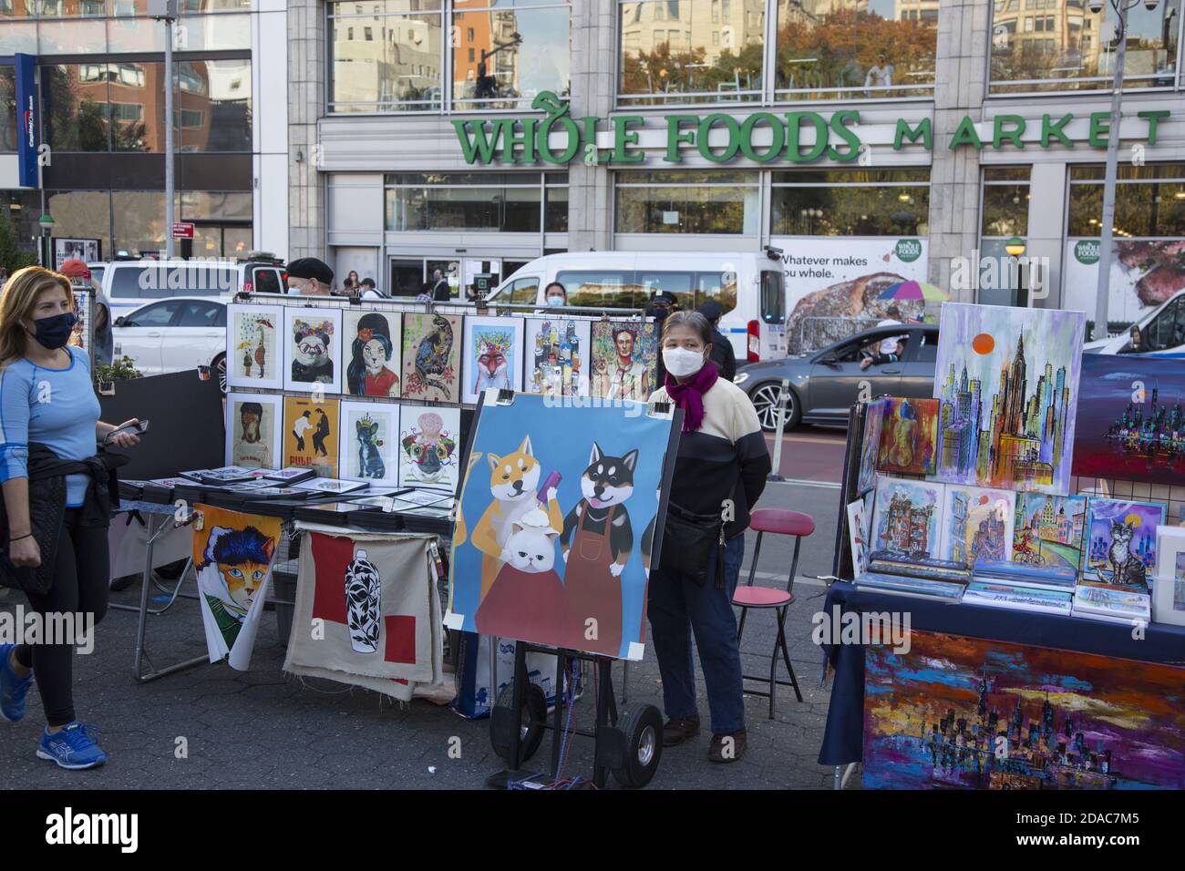 Artists sell their work at Union Square in Manhattan, New York City ...