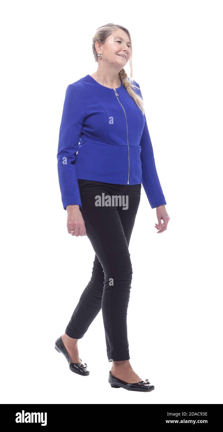 side view. adult attractive woman stepping forward Stock Photo - Alamy