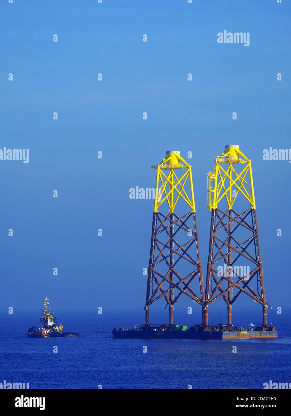 Wind turbine completed on barge Wismar and Ultratug 18 from Smulders ...