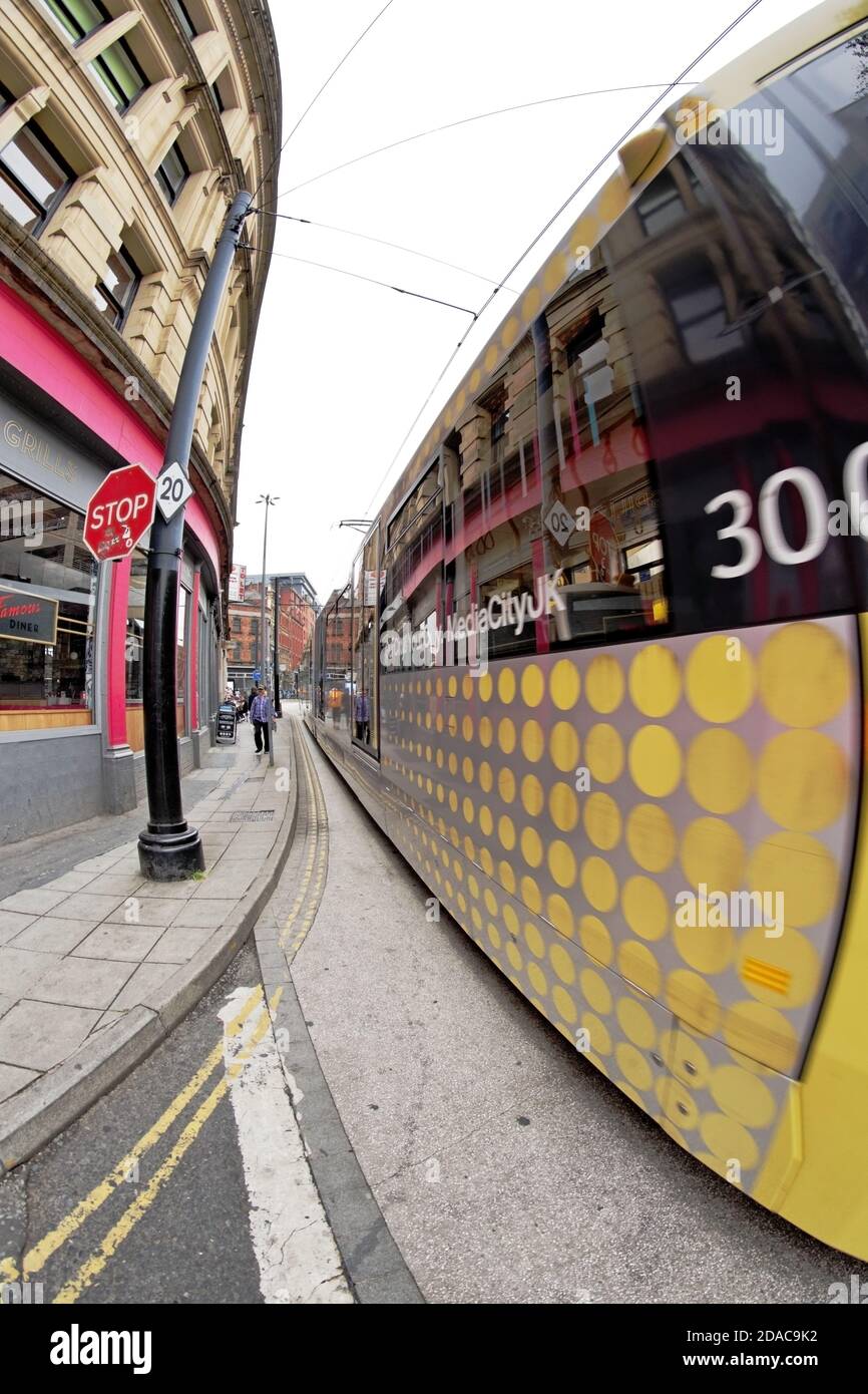 Manchester Metrolink Tram In Yellow Livery High Resolution Stock ...