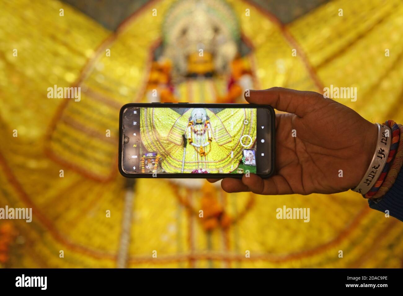 Beawar, Rajasthan, India, Nov. 11, 2020: A devotee clicks picture of ...