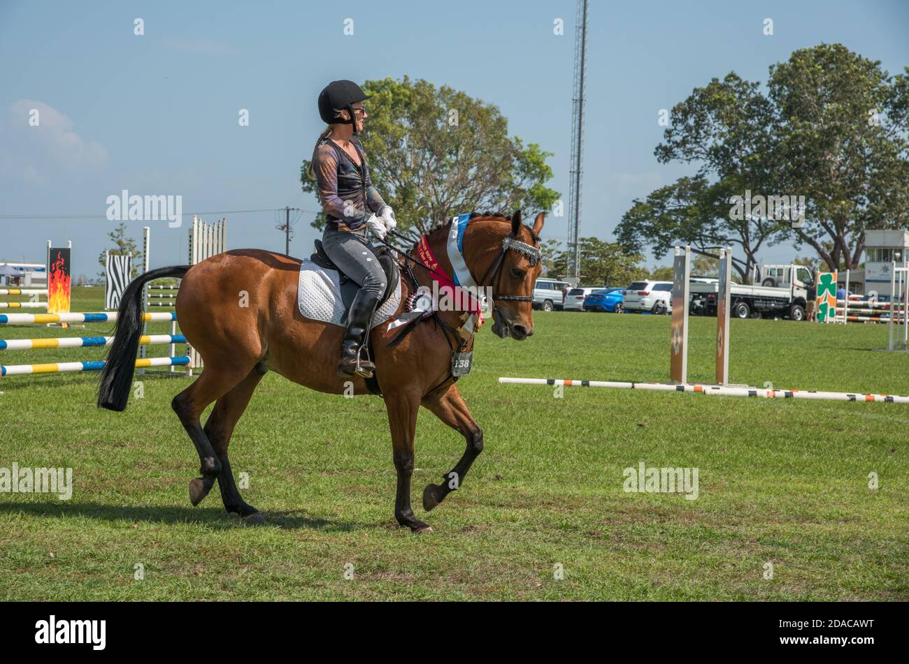 Darwin, NT, Australia-July 27,2018: Equestrian parade with woman riding ...